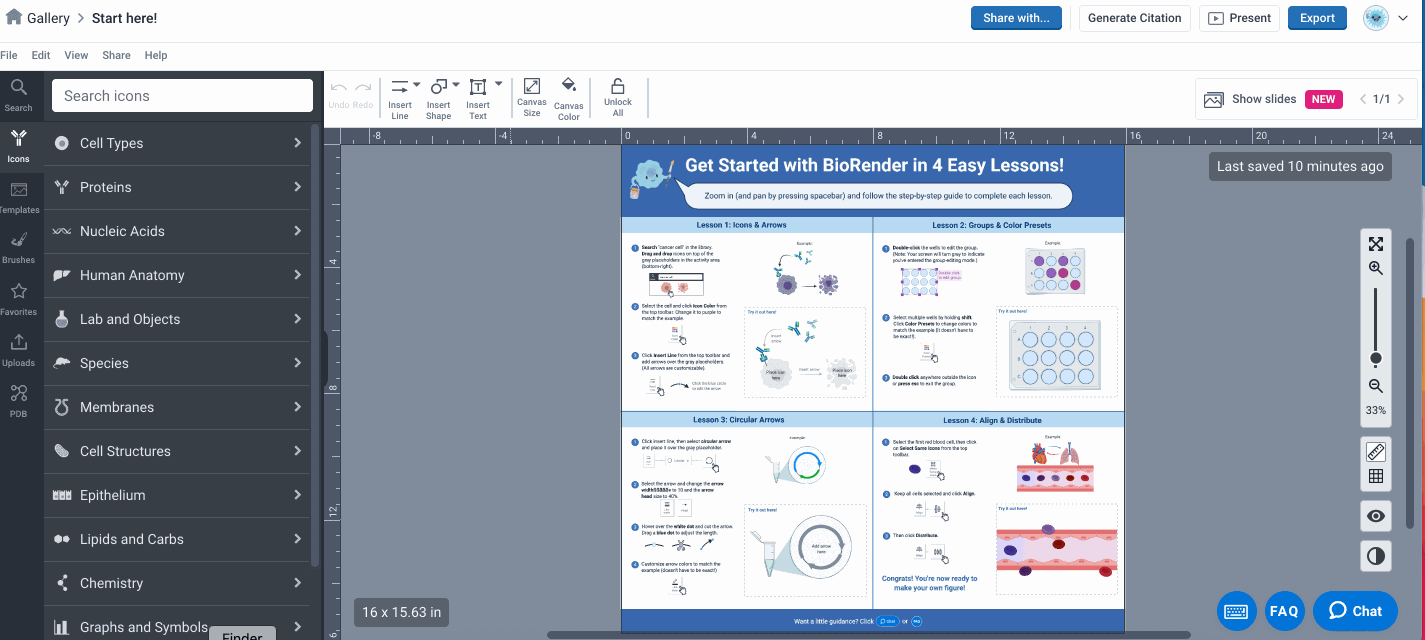 Collapsing the menus on the canvas page – BioRender Help