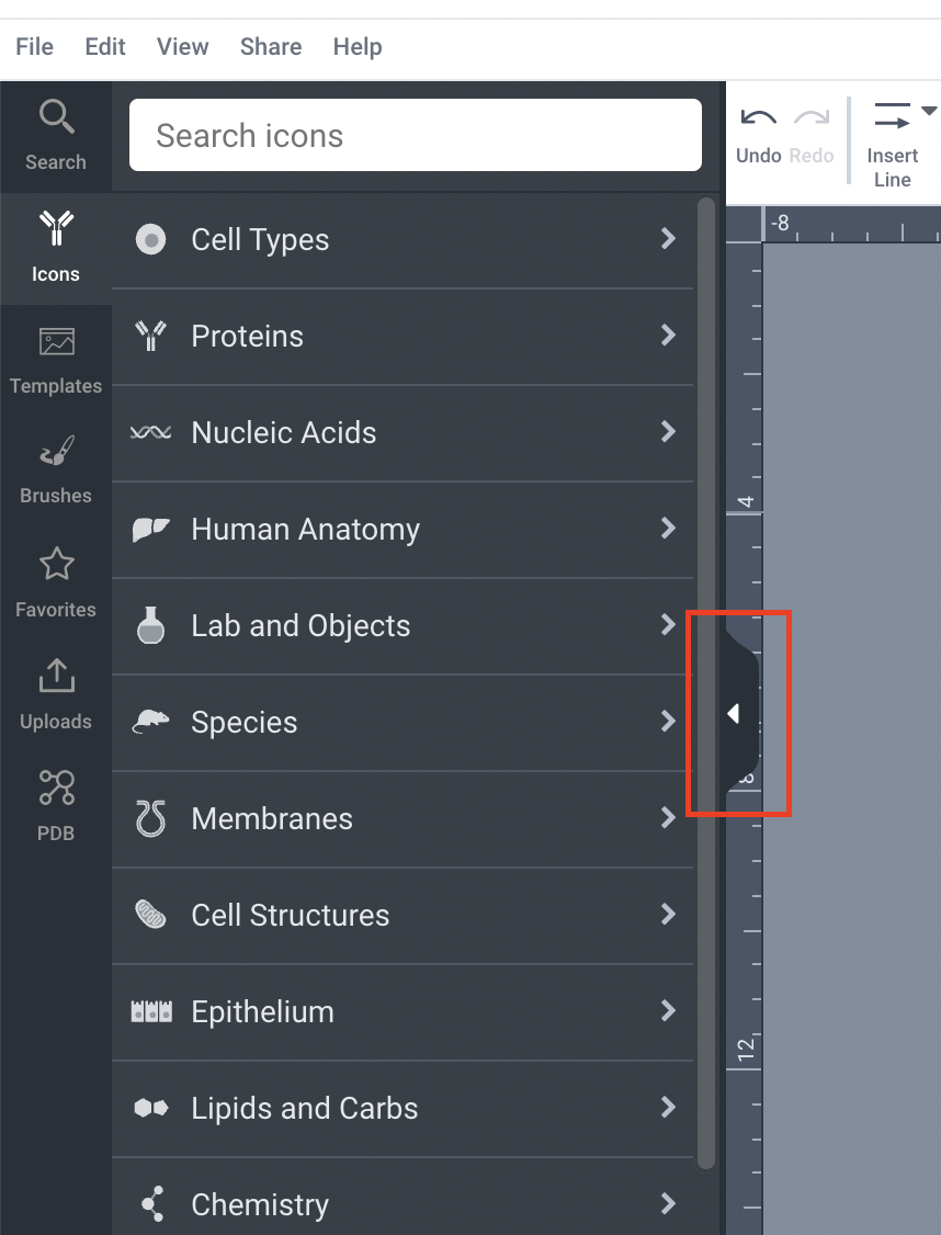Collapsing the menus on the canvas page – BioRender Help