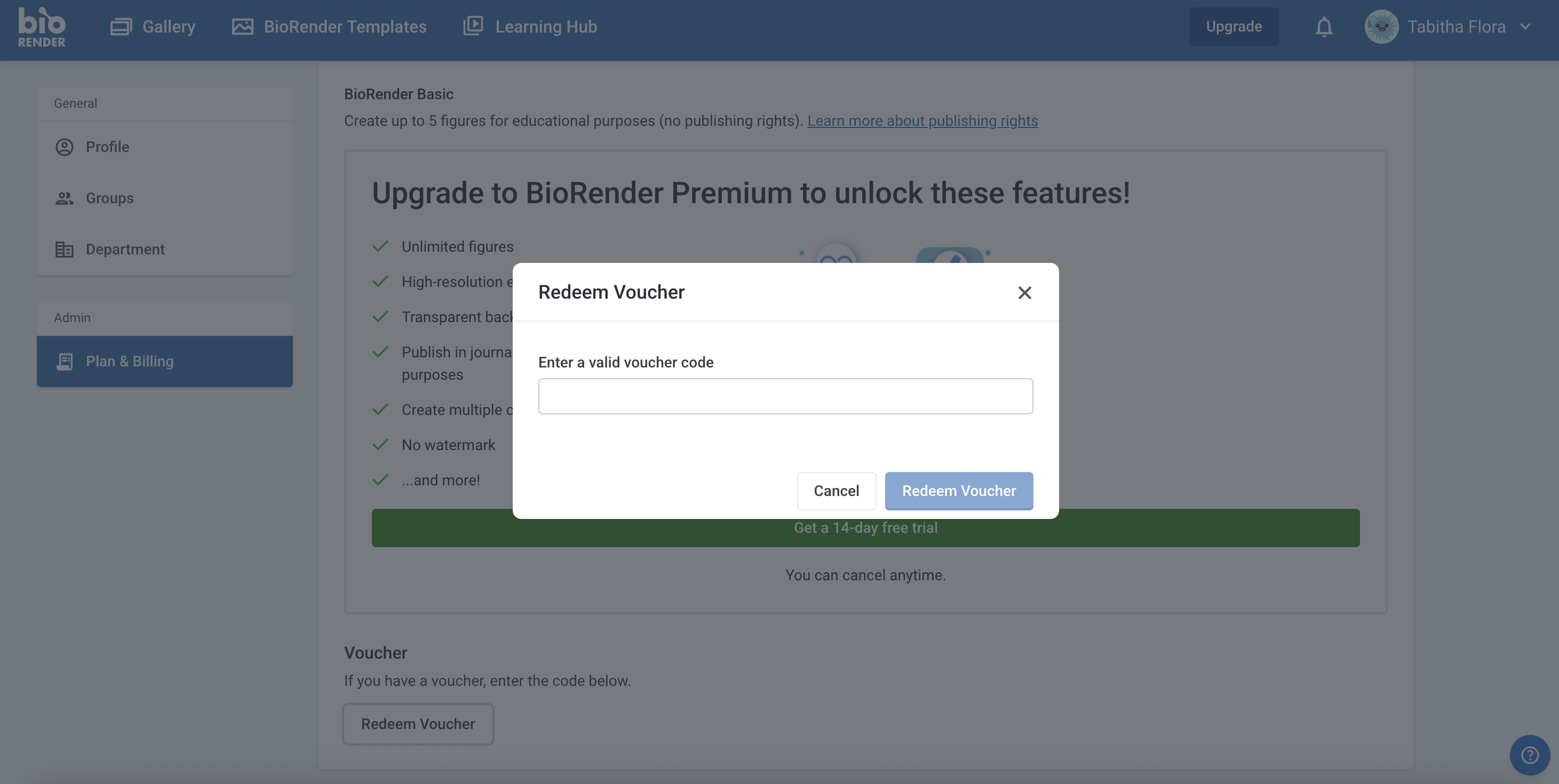 How to redeem a voucher code in BioRender – BioRender Help